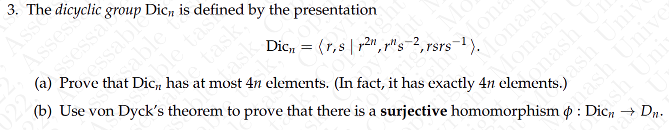 Solved 3. The dicyclic group Dicn is defined by the | Chegg.com