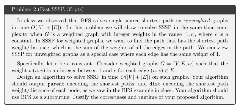 Solved In class we observed that BFS solves single source | Chegg.com