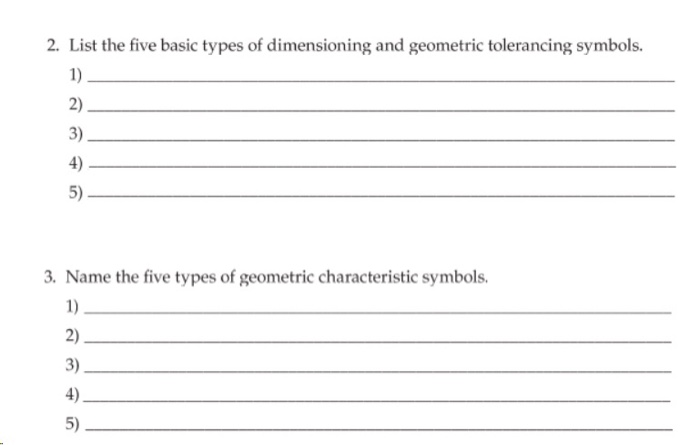 Solved 1. Name each of the following dimensioning symbols. | Chegg.com