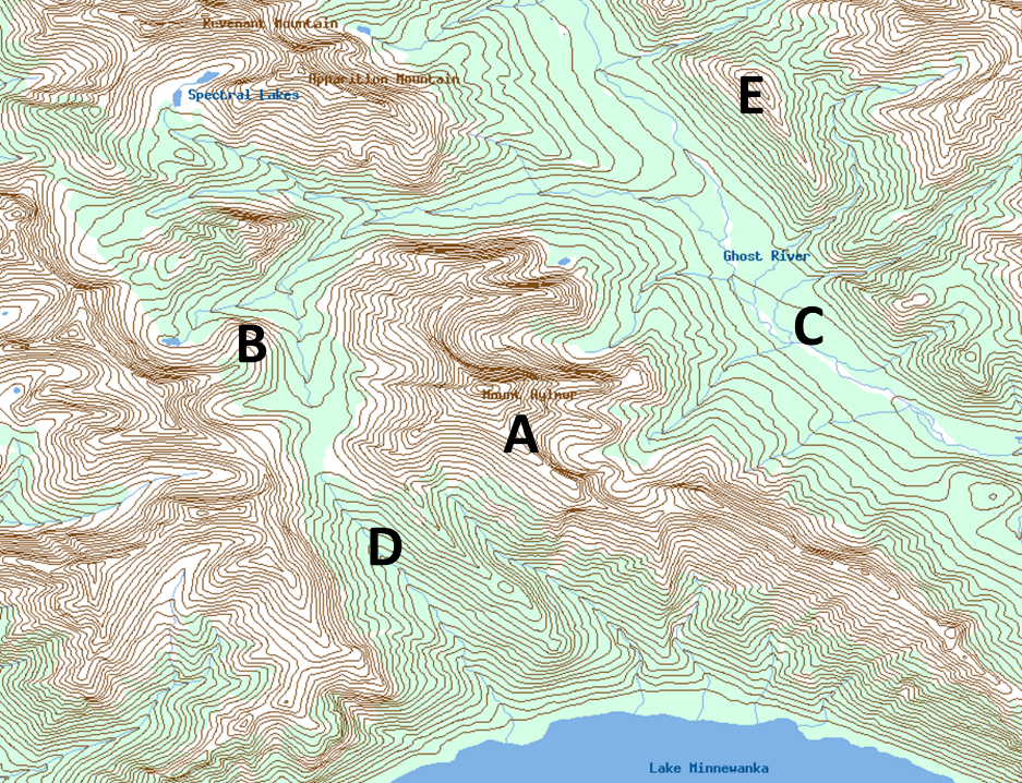 Solved 1. Given the topographic map from portion of Ghost | Chegg.com