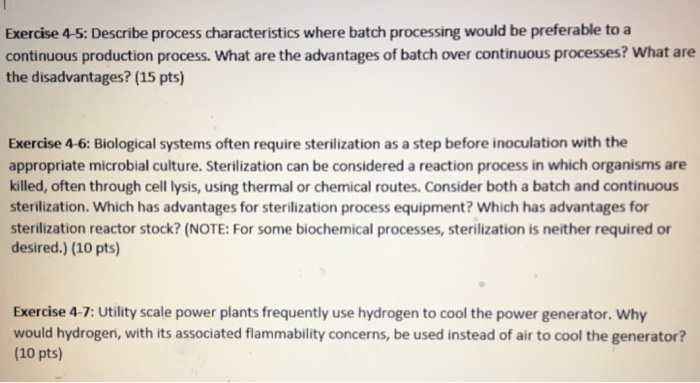 Solved Exercise 4-5: Describe process characteristics where | Chegg.com