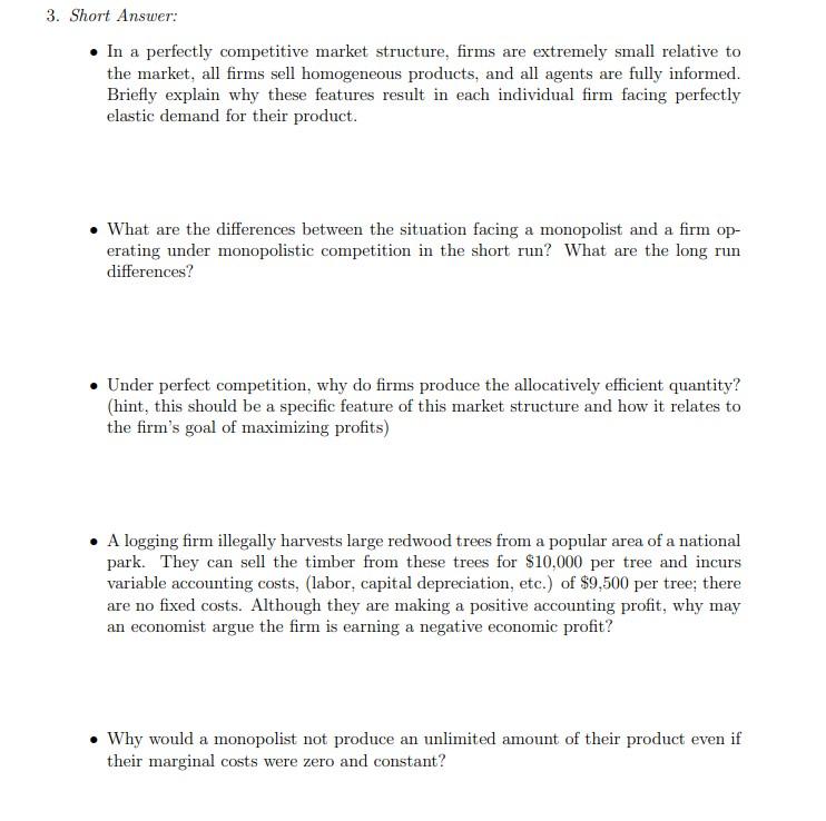 Solved - In a perfectly competitive market structure, firms | Chegg.com