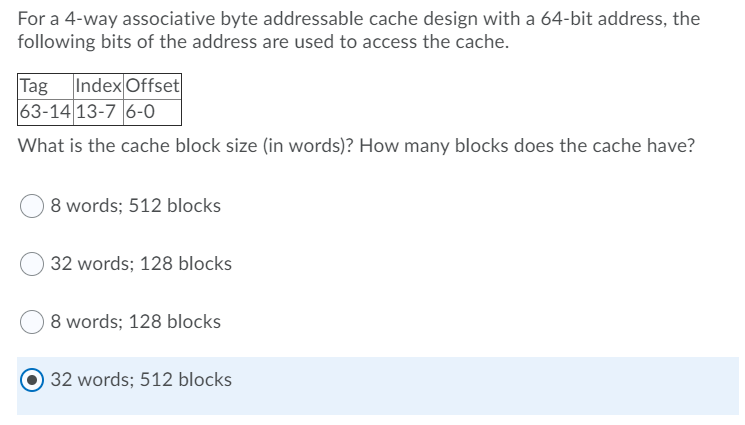 Solved For a 4-way associative byte addressable cache design | Chegg.com