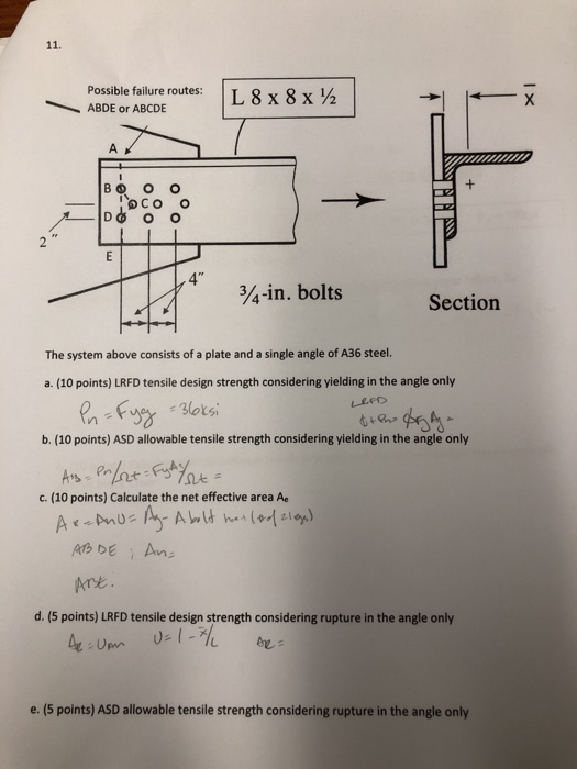 Solved 12. Check the section below for block shear. (HINT: | Chegg.com