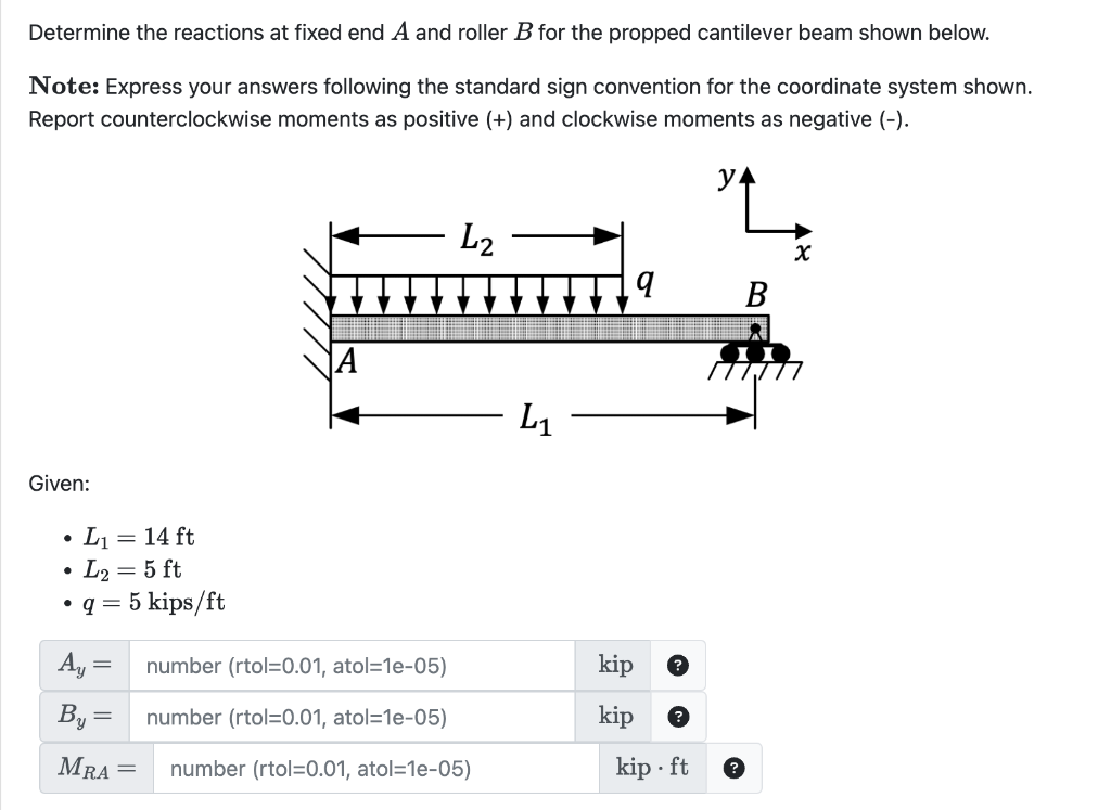 Solved Determine the reactions at fixed end A and roller B | Chegg.com