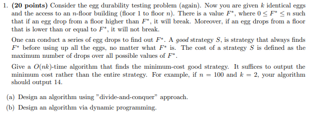 Solved 1. (20 points) Consider the egg durability testing | Chegg.com