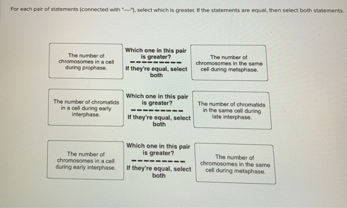 Solved For each pair of statements (connected with ), select | Chegg.com