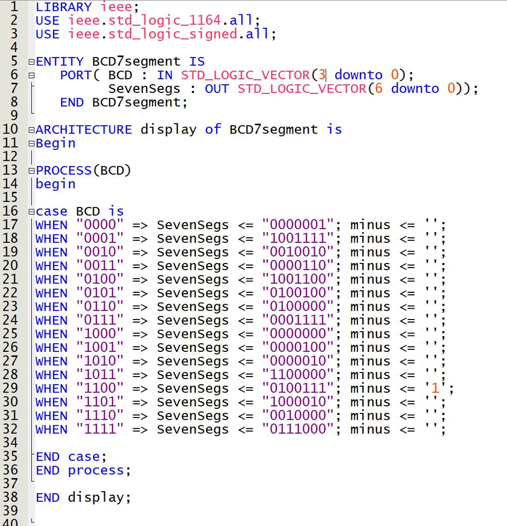 VHDL in Quartus Prime problem : posted what I have | Chegg.com