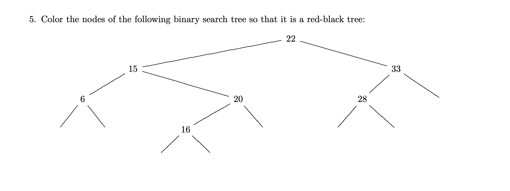 Solved 5. Color the nodes of the following binary search | Chegg.com