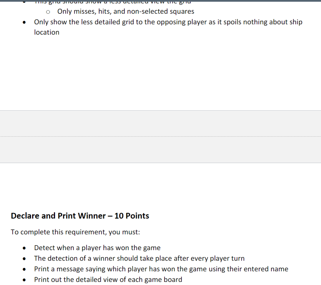 Solved Battleship Implementation – Total Points - 150 (+25 | Chegg.com