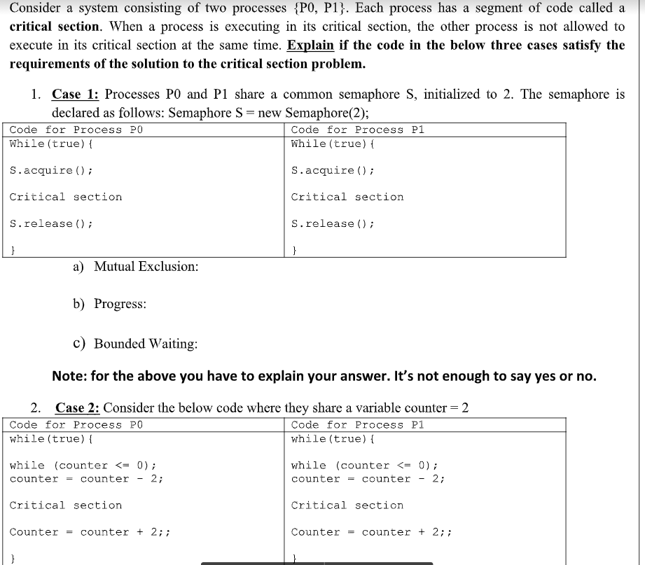 Solved Consider a system consisting of two processes {PO, | Chegg.com