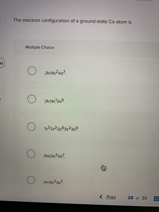 Solved The electron configuration of a ground-state Co atom | Chegg.com