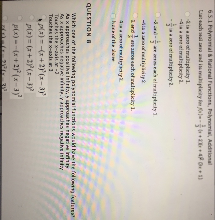 Solved Polynomial & Rational Functions, Polynomial, | Chegg.com