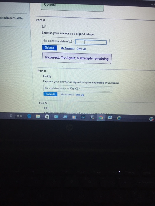 Solved Li^+ Express your answer as a signed integer. the | Chegg.com