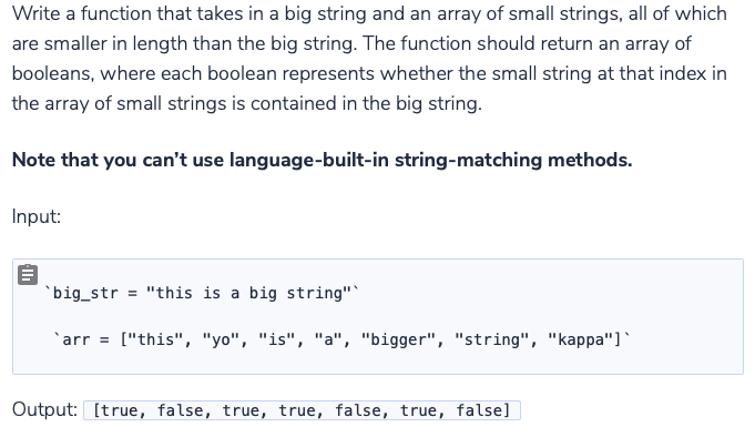Solved Write a function that takes in a big string and an | Chegg.com