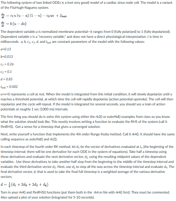 Solved The following system of two linked ODEs is a (not | Chegg.com