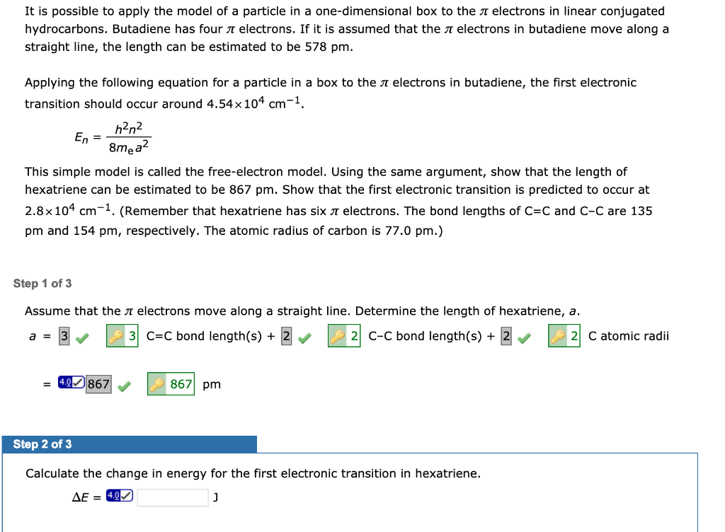 Solved It is possible to apply the model of a particle in a | Chegg.com