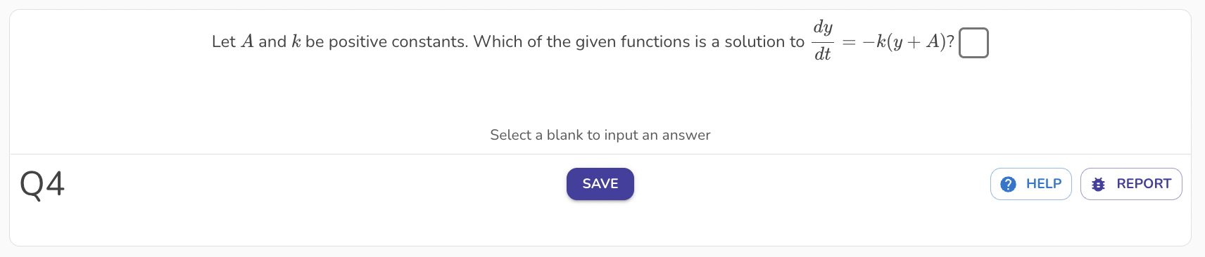 Solved Let A and k be positive constants. Which of the given | Chegg.com