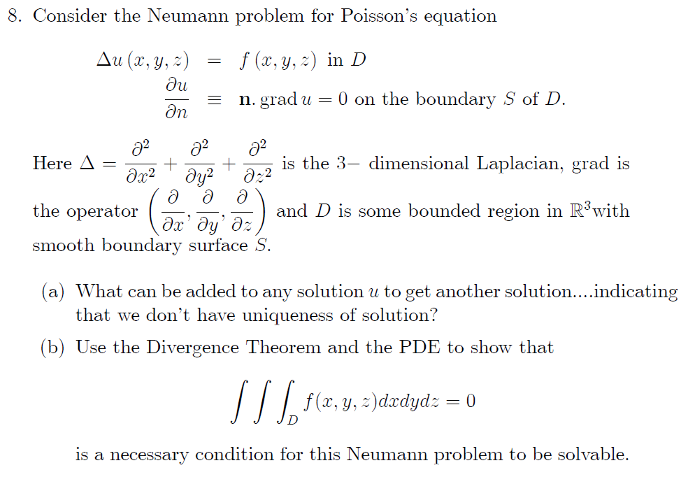 Solved 8. Consider the Neumann problem for Poisson's | Chegg.com