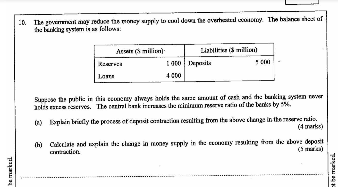 Solved 10. The government may reduce the money supply to | Chegg.com