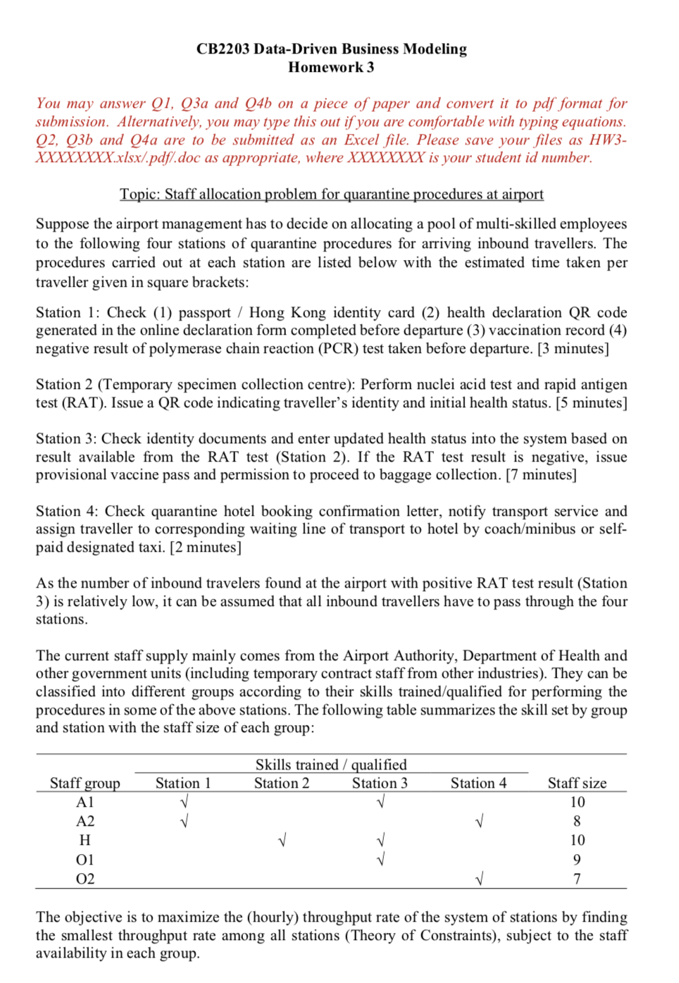 CB2203 Data-Driven Business Modeling Homework 3 You | Chegg.com