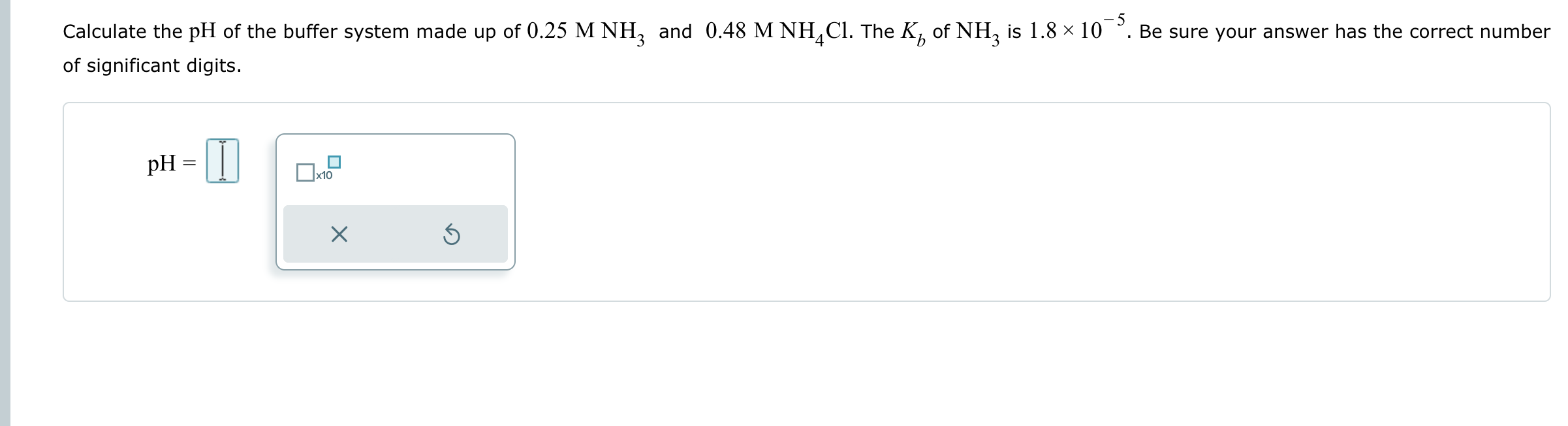 Solved Calculate the pH of the buffer system made up of | Chegg.com