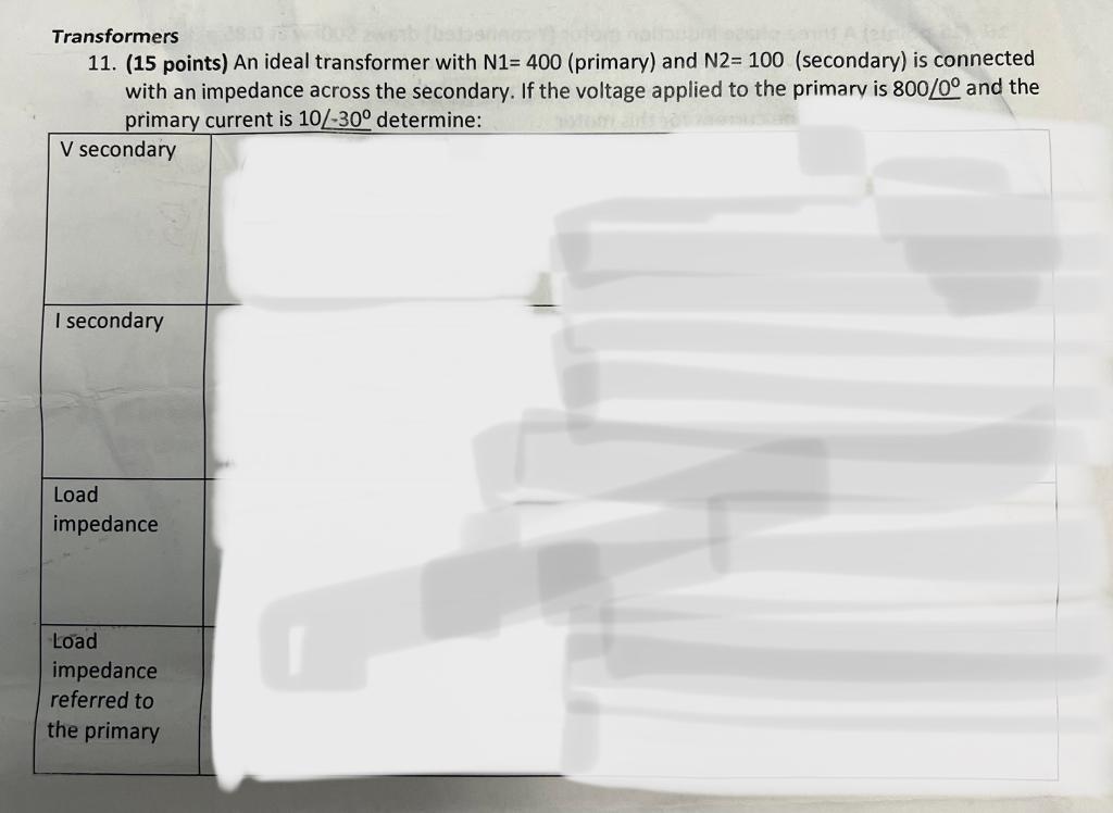 Solved Transformers 11. (15 points) An ideal transformer | Chegg.com