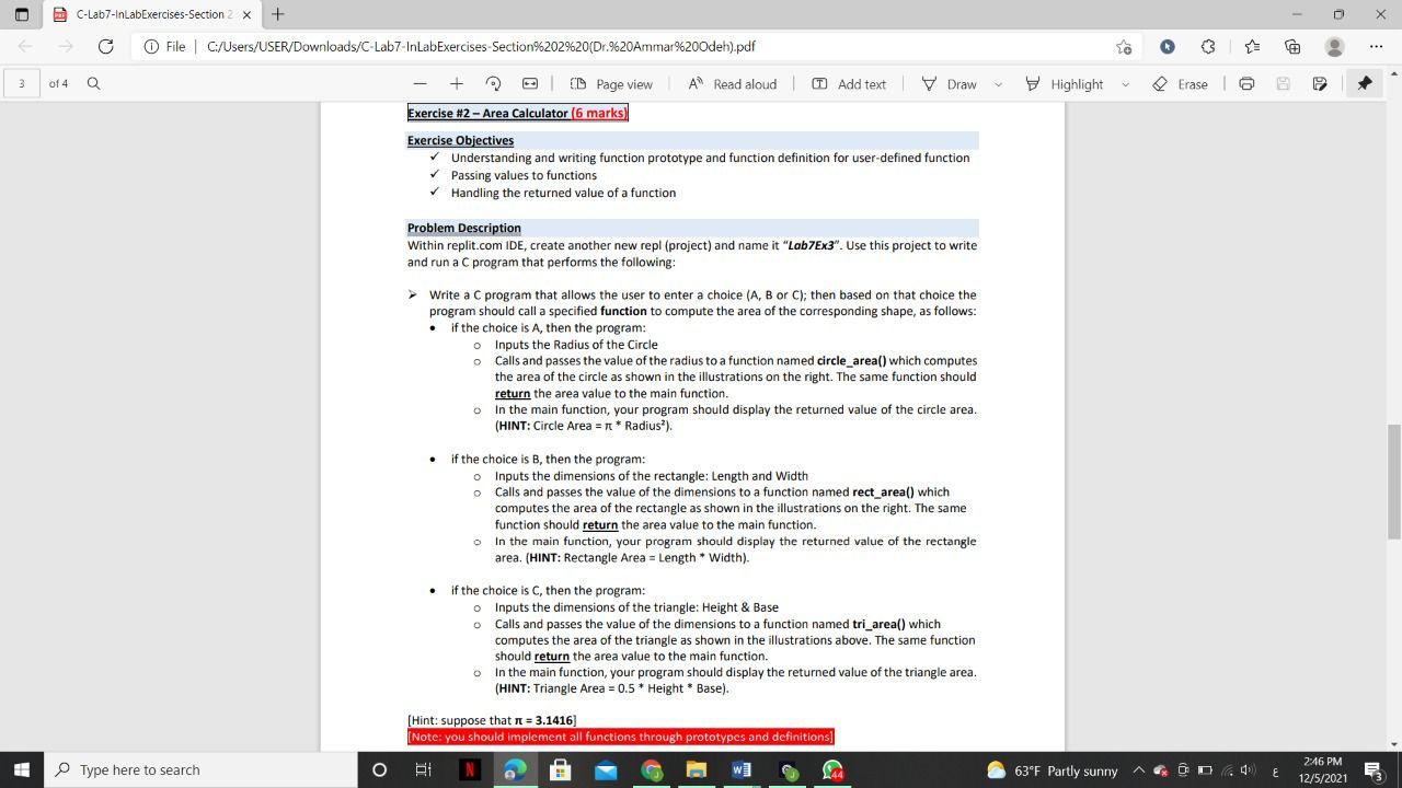 Solved C-Lab7-InLabExercises-Section 2 X -- + D X - с File | Chegg.com