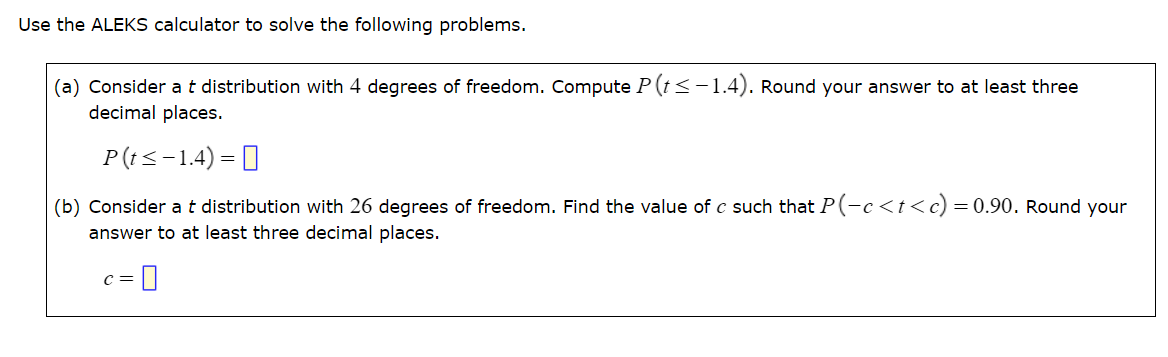 Solved Use the ALEKS calculator to solve the following | Chegg.com
