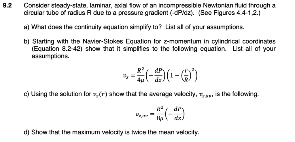 Solved Consider steady-state, laminar, axial flow of an | Chegg.com