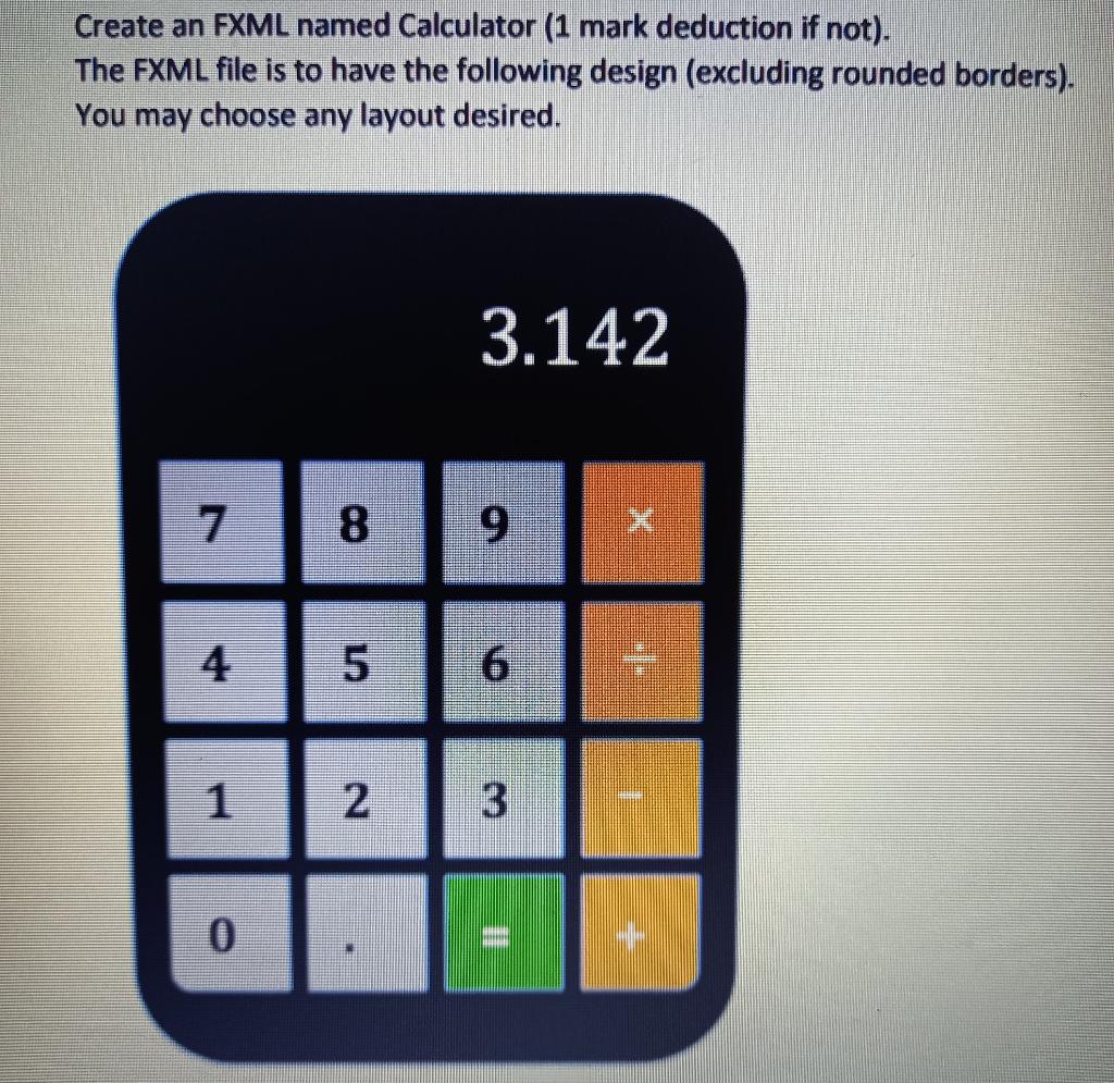 Solved Create an FXML named Calculator (1 mark deduction if | Chegg.com