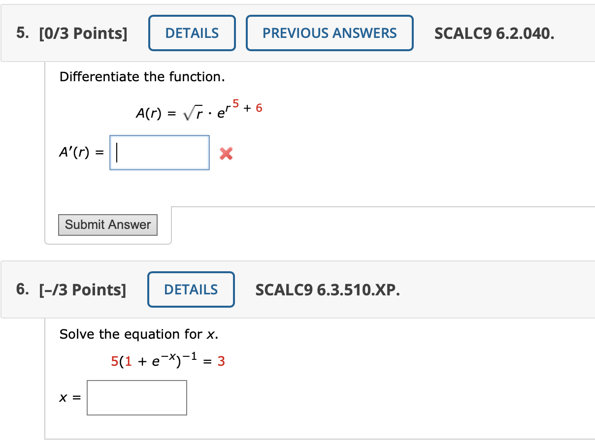 Solved 5. [0/3 Points] DETAILS PREVIOUS ANSWERS SCALC9 | Chegg.com
