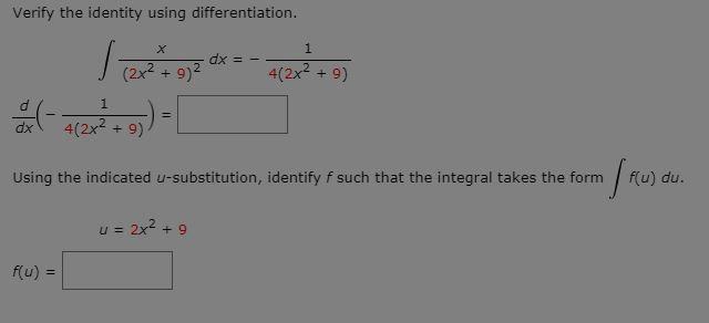 Solved Verify the identity using differentiation. 1 dx = | Chegg.com