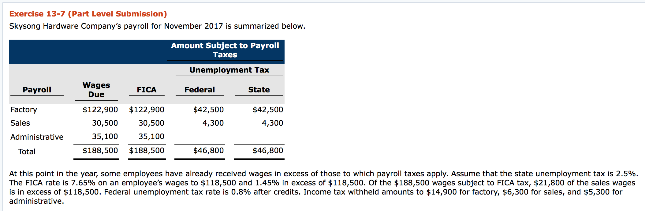 Solved Exercise 13-7 (Part Level Submission) Skysong | Chegg.com
