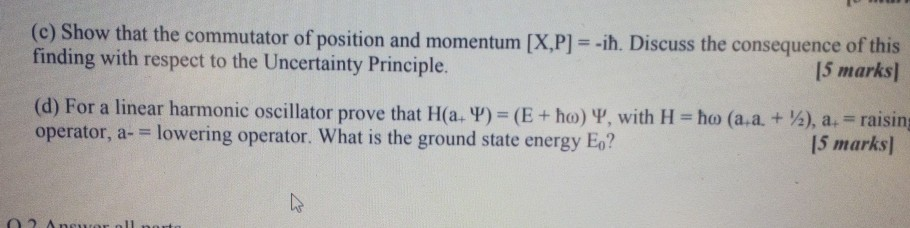Solved (c) Show that the commutator of position and momentum | Chegg.com