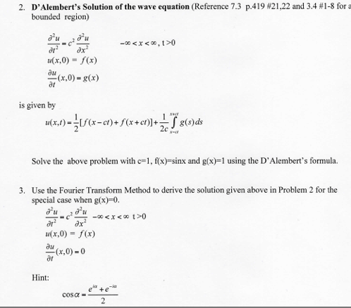 Solved 2. D'Alembert's Solution of the wave equation | Chegg.com