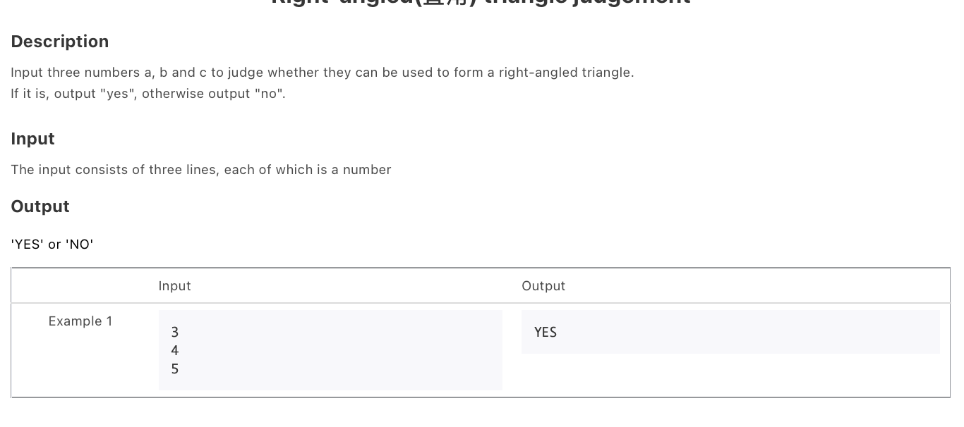 Solved Description Input three numbers a, b and c to judge | Chegg.com