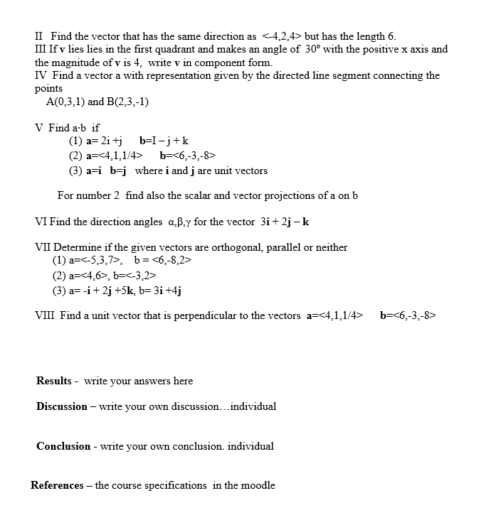 Solved Laboratory Experiment No 1 Vectors Dot And Cross