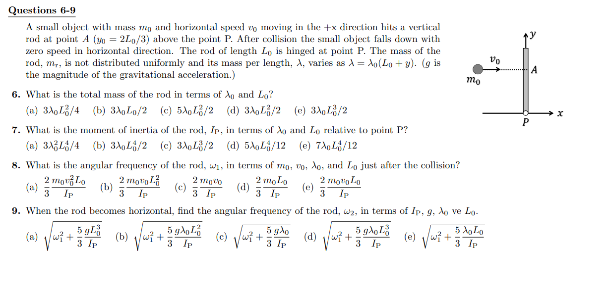 Solved Questions 6-9A small object with mass m0 ﻿and | Chegg.com