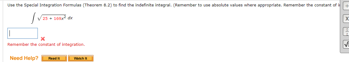 Solved Use the Special Integration Formulas (Theorem 8.2) to | Chegg.com