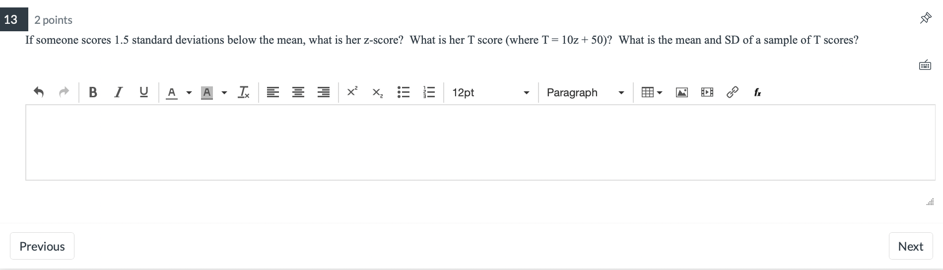 Solved 2 points If someone scores 1.5 standard deviations | Chegg.com