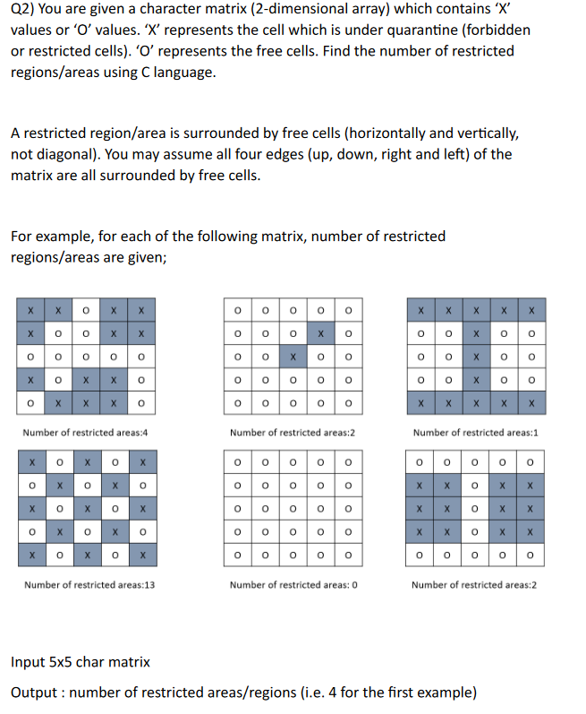 Solved Q2) You are given a character matrix (2-dimensional | Chegg.com