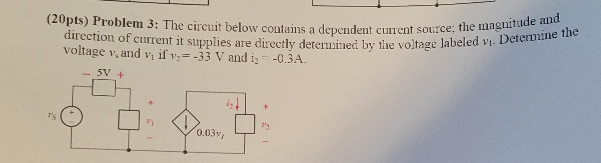 Solved (20pts) Problem 3: The circuit below contains a | Chegg.com