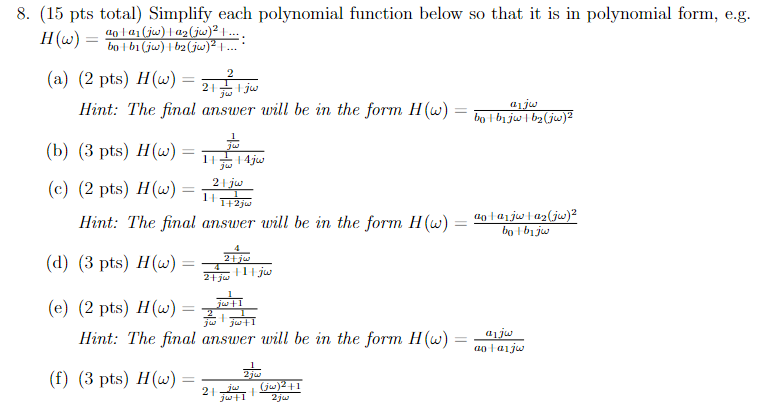 Solved 8. (15 pts total) Simplify each polynomial function | Chegg.com