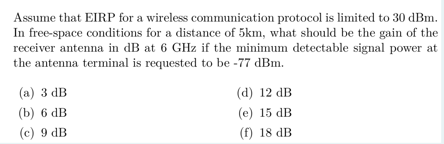 Solved Assume that EIRP for a wireless communication | Chegg.com