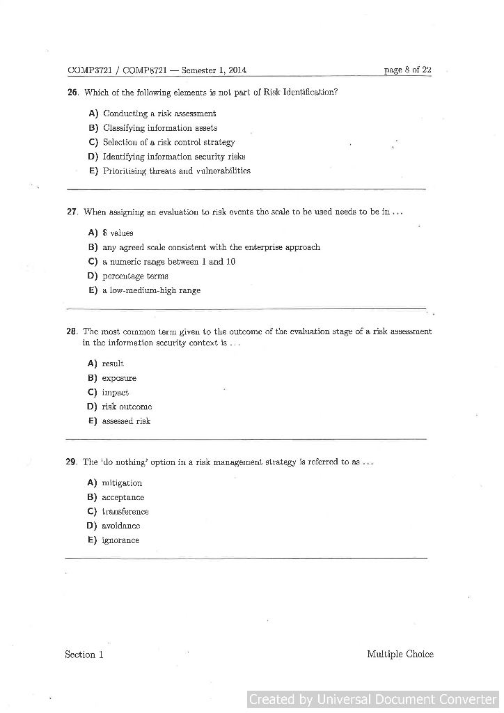 Solved COMP3721 COMP8721 Semester 1, 2014 ракe 3 of 22 6. | Chegg.com