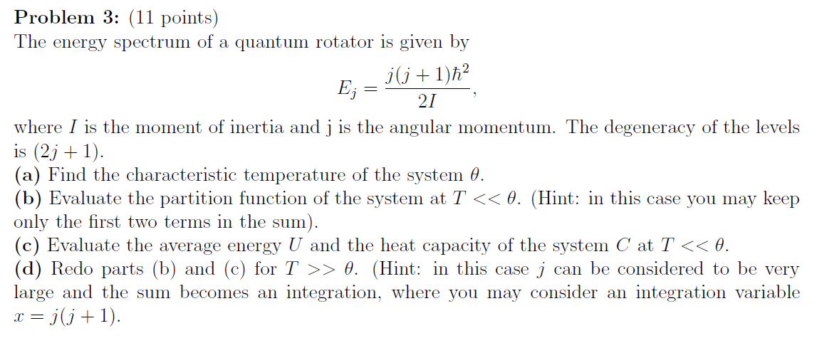 Solved Problem 3: (11 points) The energy spectrum of a | Chegg.com