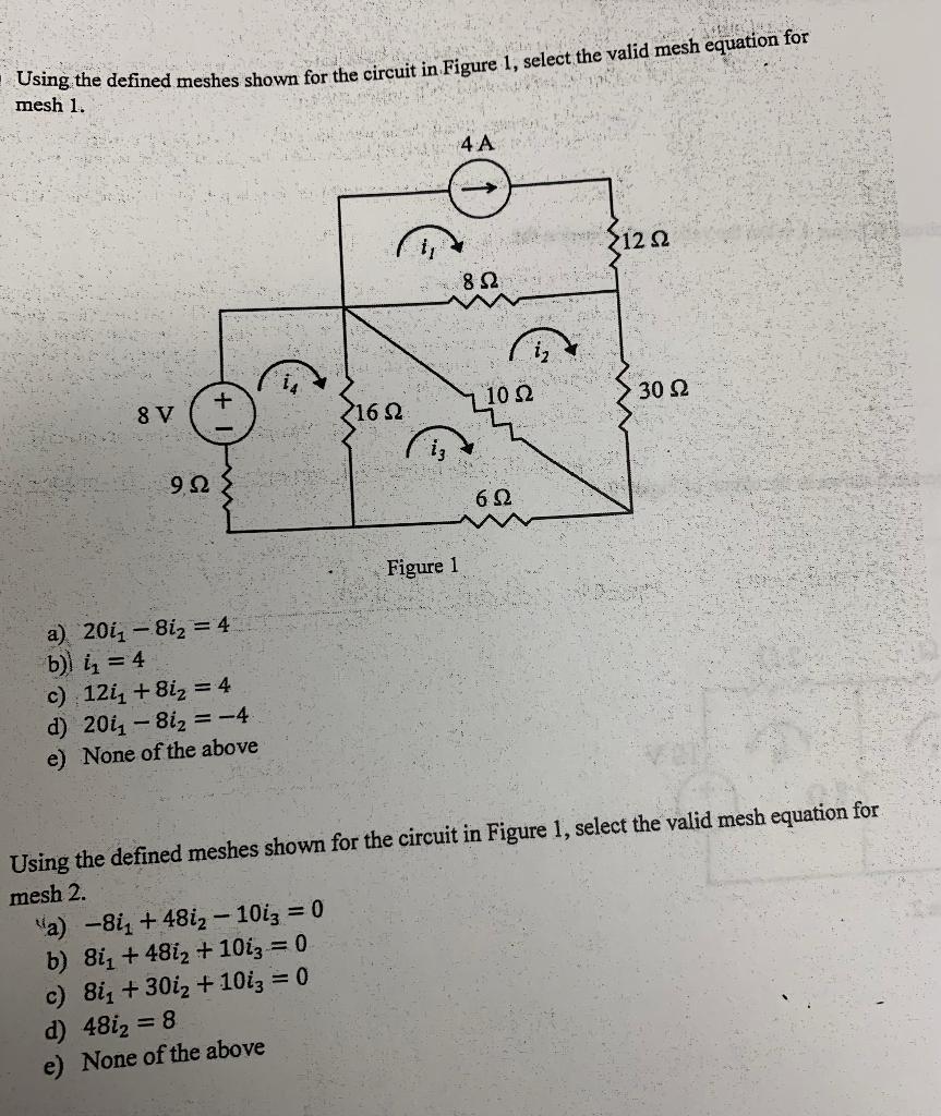 Solved - Using the defined meshes shown for the circuit in | Chegg.com
