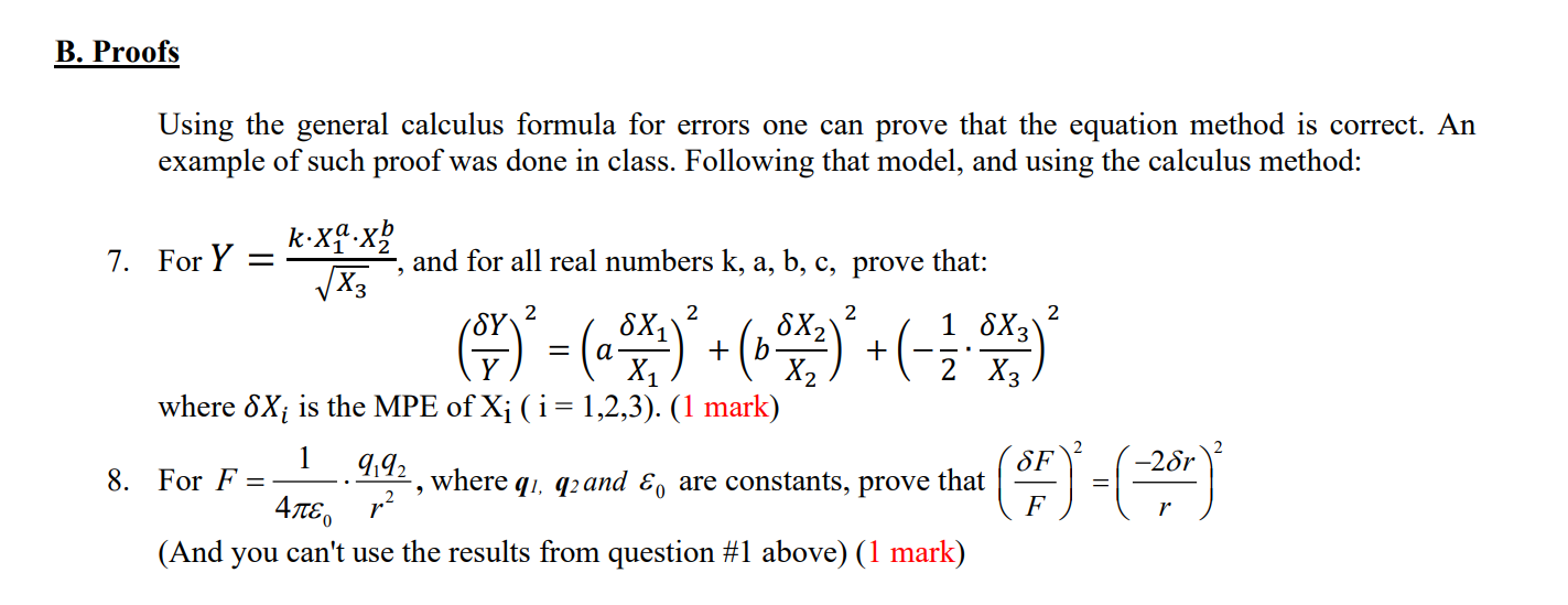 Solved Using the general calculus formula for errors one can | Chegg.com