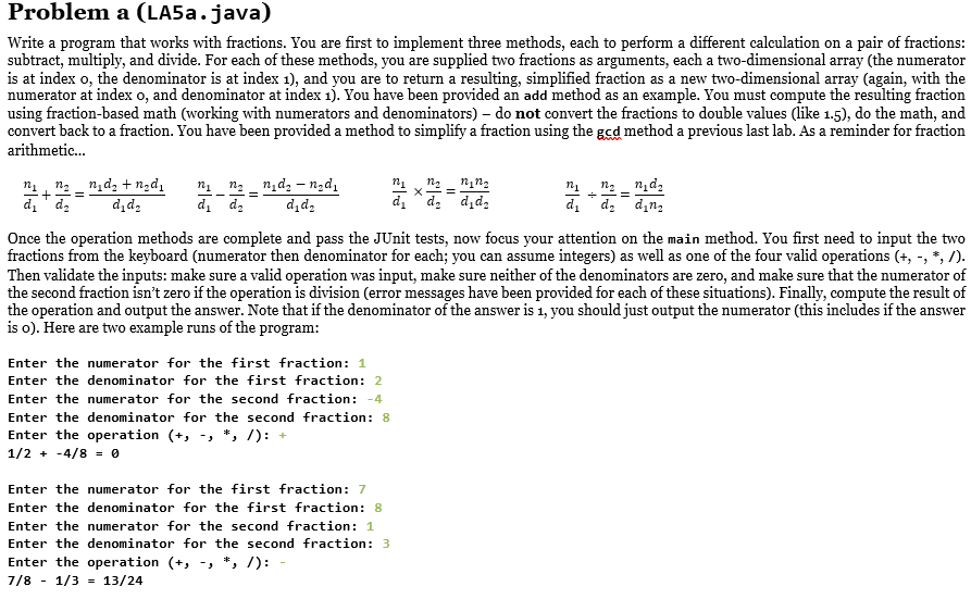 Solved Problem a (LA5a.java) Write a program that works with | Chegg.com
